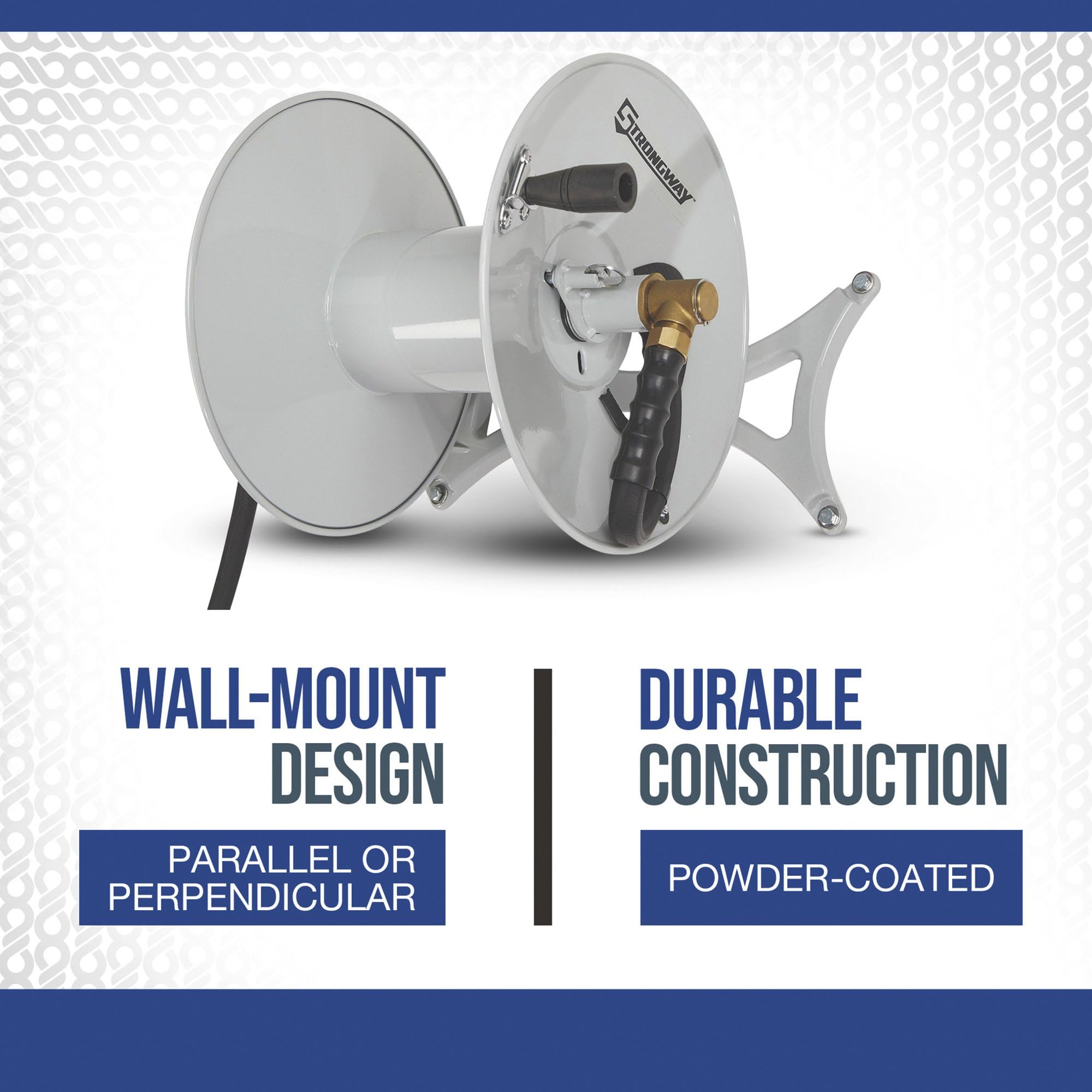 Strongway Wall-Mount Hose Reel with 6ft. Lead-In Hose - Holds 5/8in. x 150ft. Hose