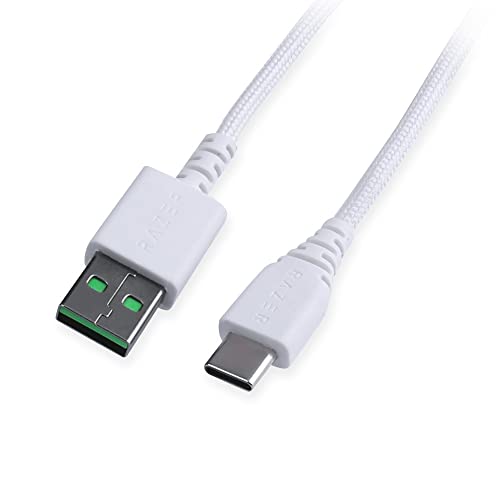 HUYUN USB C to USB Data Charging Cord Compatible for Razer Viper V2 Pro/DeathAdder V3 Pro/Basilisk V3 Pro Wireless Gaming Mouse Adapter (White)