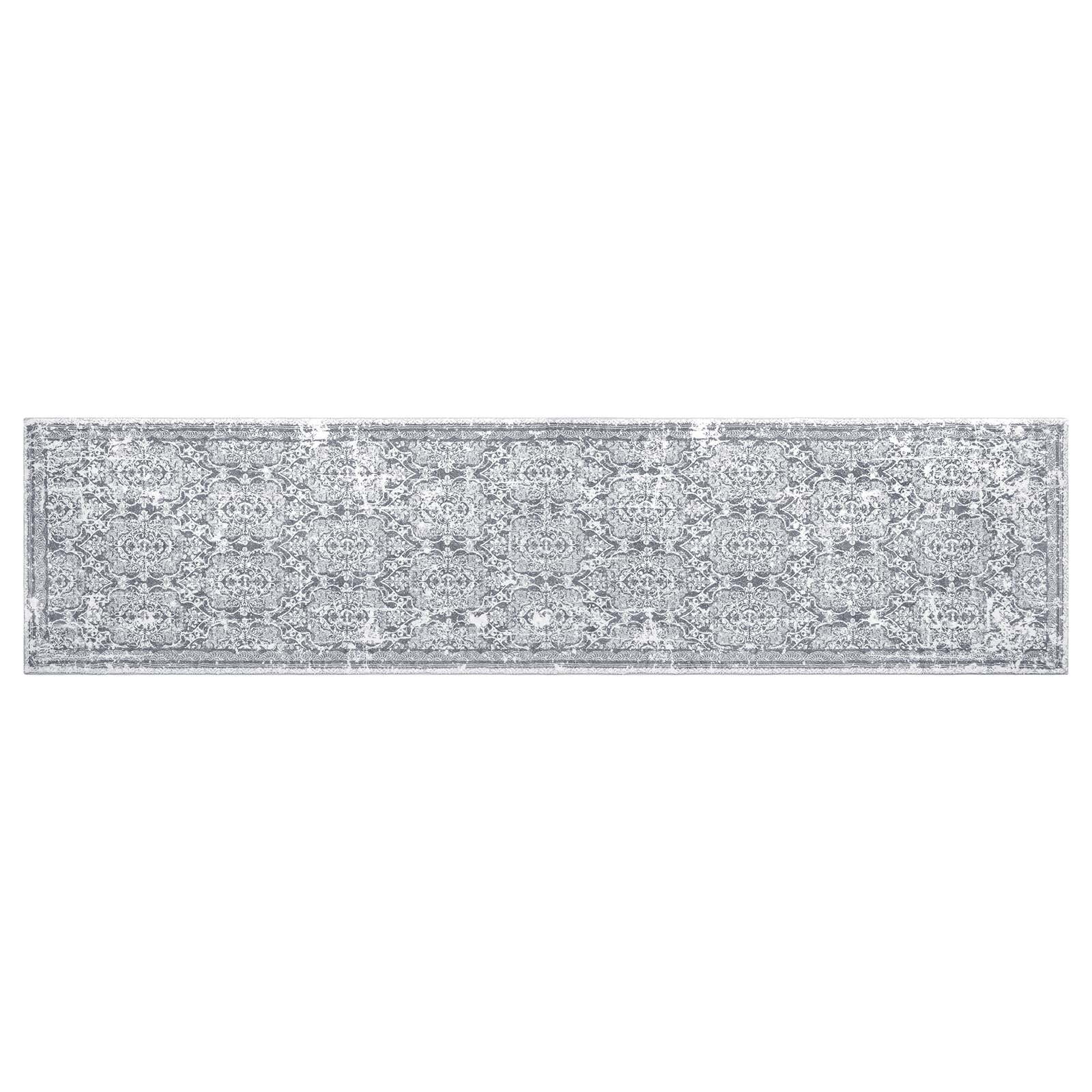 Vaukki Hallway Runner Rug, Vintage Shaggy Soft Laundry Rug Runner, Non Slip Entryway Runner Mat, Washable Farmhouse Kitchen Area Carpet for Bathroom, Entryway and Bedroom (2'6'' X 10', Grey)