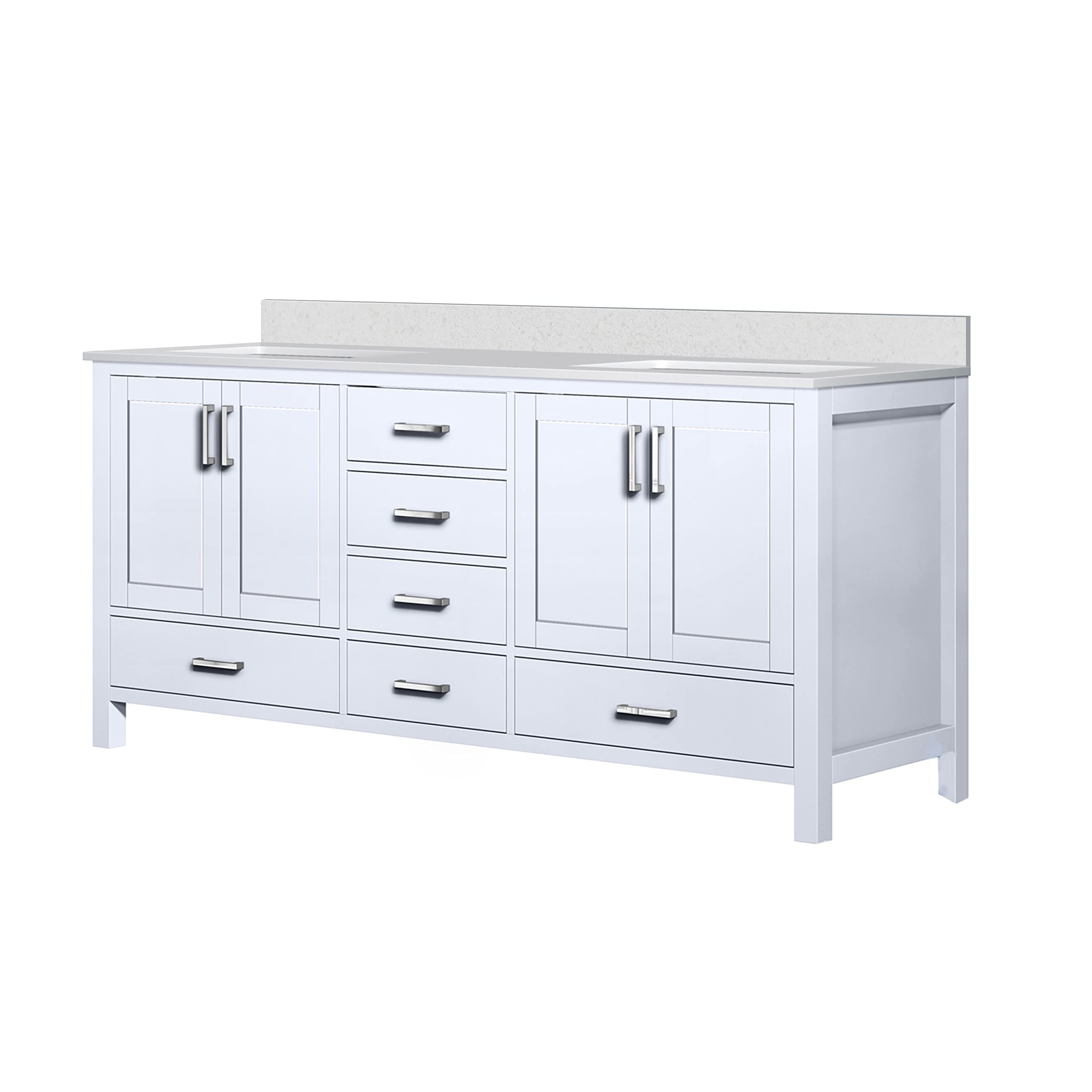 Bell+Modern Big Sur 72 in. W x 22 in. D White Double Bath Vanity and White Quartz Top
