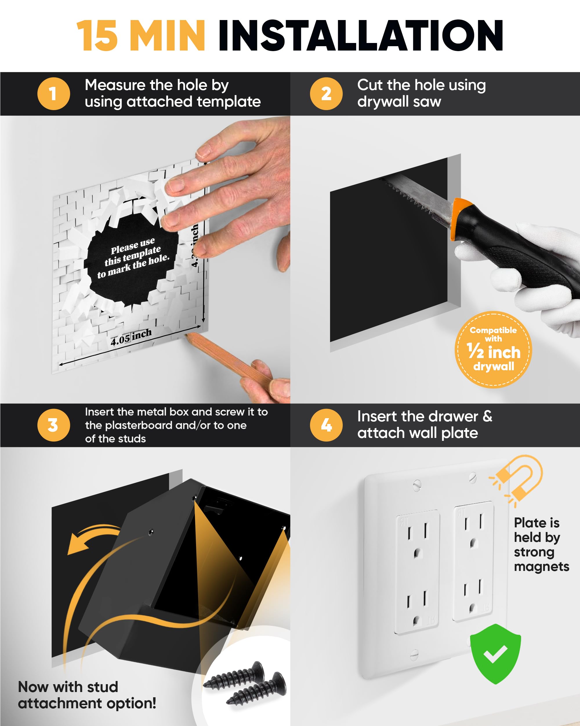 Elder Welder® Wall Outlet Hidden Safe with Key Lock | The Sneaky Way to Trick Thieves | Easy to Install | 100% Real Wall Plate | Wall Hidden Safe for Money | Elevated Choice Over Book Safe or Can Safe