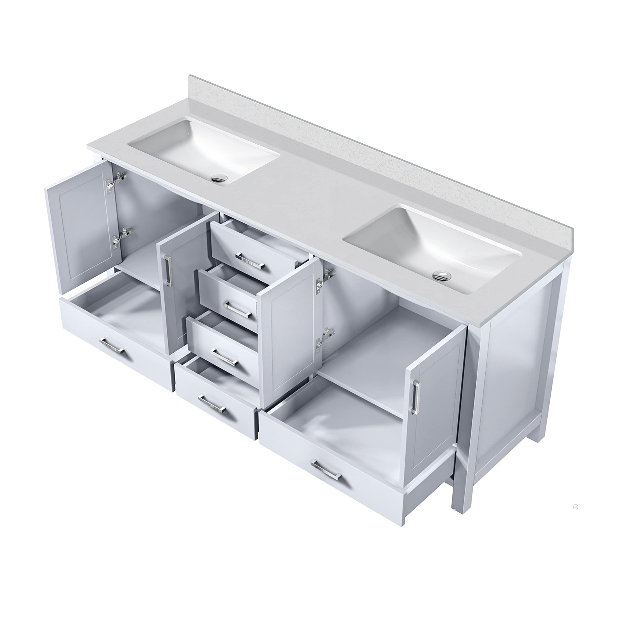 Bell+Modern Big Sur 72 in. W x 22 in. D White Double Bath Vanity and White Quartz Top
