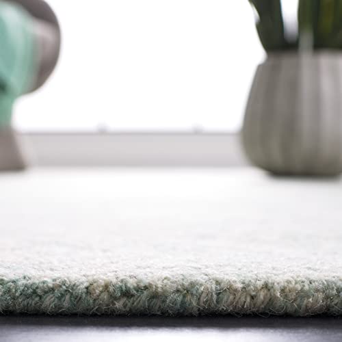 SAFAVIEH Abstract Collection Area Rug - 8' x 10', Grey & Turquoise, Handmade Wool, Ideal for High Traffic Areas in Living Room, Bedroom (ABT428F)