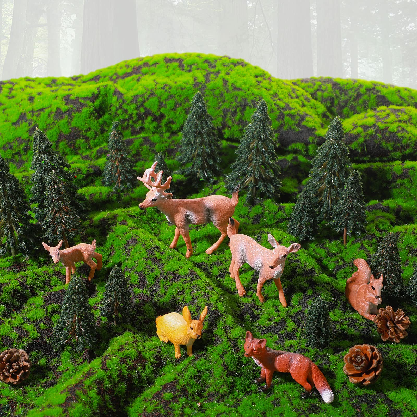 Sratte 26 Pcs Forest Animal Figures Diorama Kit, Woodland Creatures Toys Hunting Toys Model Diorama Supplies for Back to School Gift Educational Learning Birthday Gift
