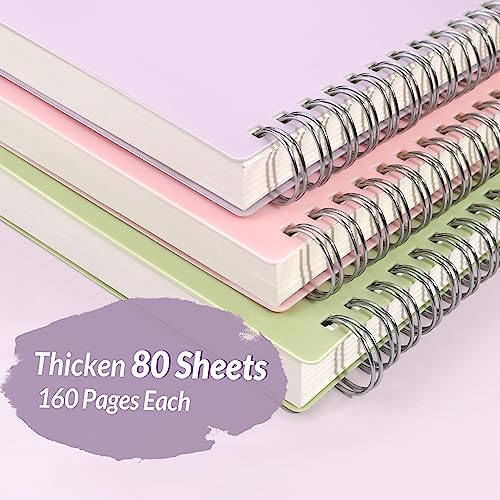 Annecy 3 Pack Lined Spiral Notebooks - A5 Lined Journals with 120gsm Thick College Ruled Paper 80 Sheets/160 Pages 5.9 x 8.3 inches - Journals for Writing/Drawing/Study and Notes
