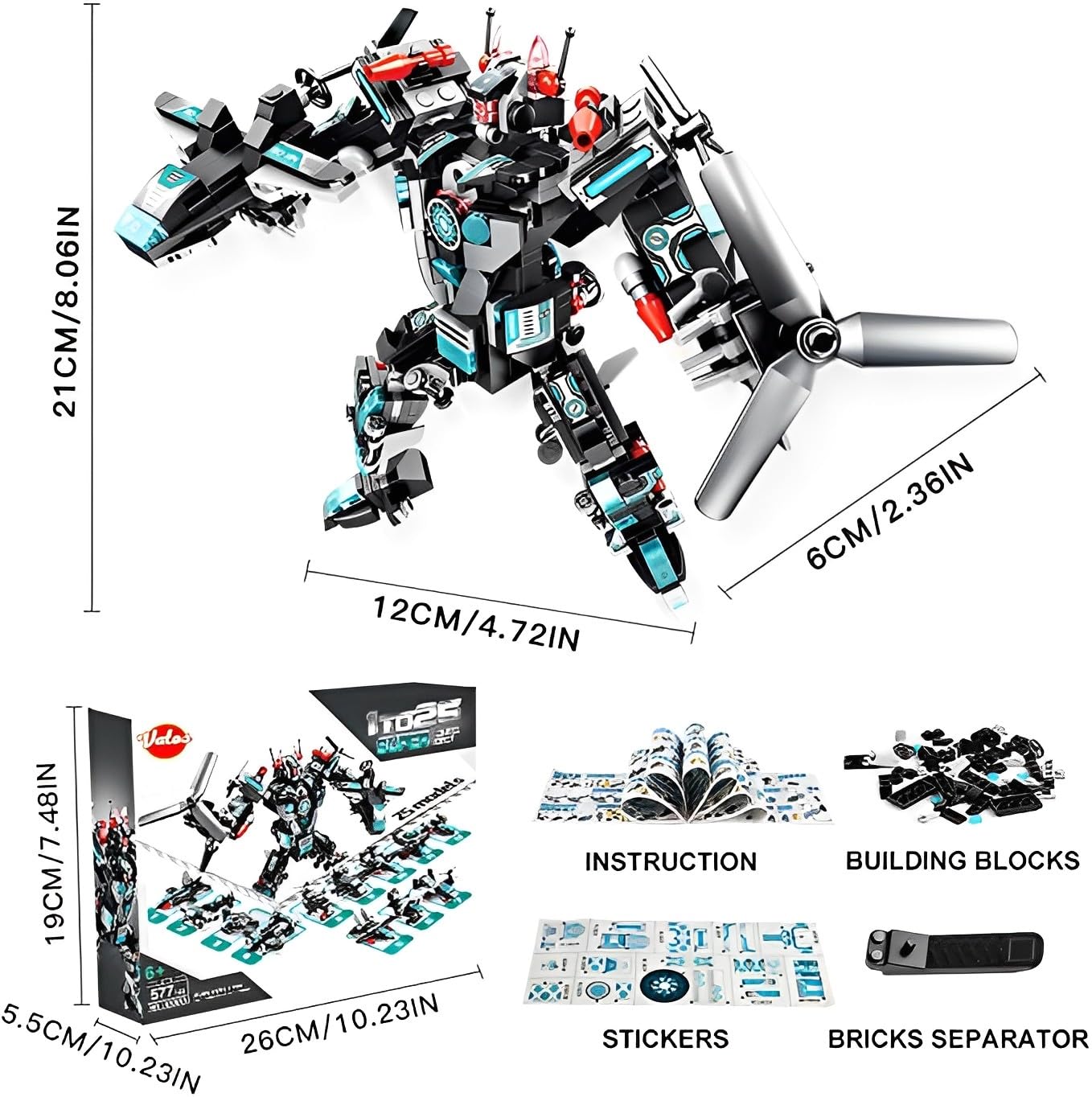 BIZNESMEN STEM Robot Building Kit - 577 Pieces 25-in-1 Construction Toy Set | Creative Engineering Blocks and Vehicles for 6-12 Year Old Boys and Girls | Educational Gift for Kids Ages 6-12