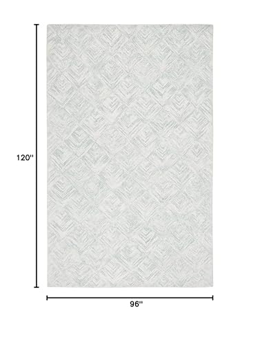 SAFAVIEH Abstract Collection Area Rug - 8' x 10', Grey & Turquoise, Handmade Wool, Ideal for High Traffic Areas in Living Room, Bedroom (ABT428F)