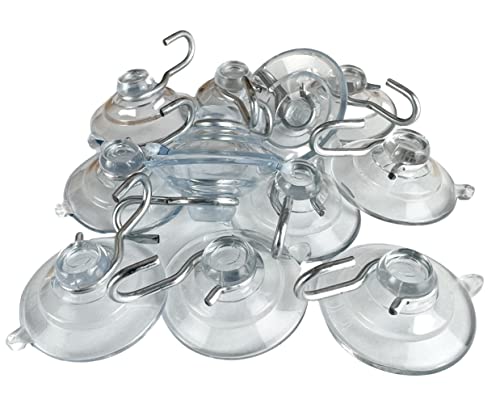 SCB-12 Pak Small 1 1/8-inch Pennsylvania Heavy Duty Suction Cup Hooks for Glass Windows. Signs Holiday Ornaments Suncatchers