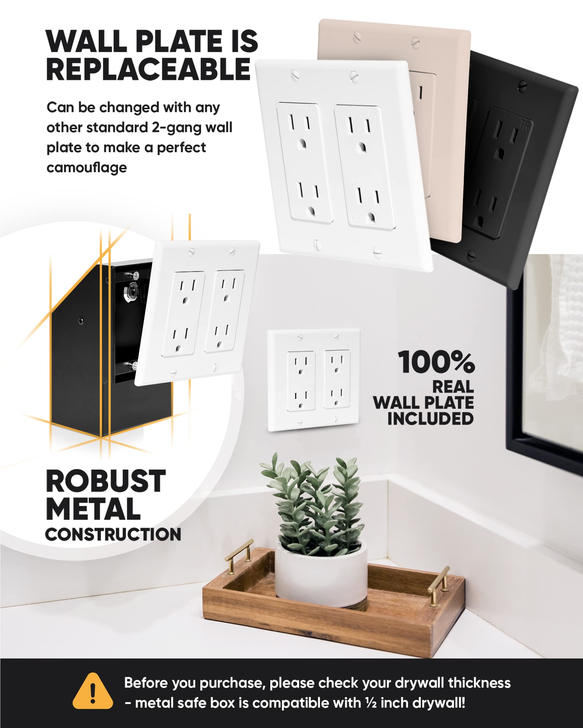 Elder Welder® Wall Outlet Hidden Safe with Key Lock | The Sneaky Way to Trick Thieves | Easy to Install | 100% Real Wall Plate | Wall Hidden Safe for Money | Elevated Choice Over Book Safe or Can Safe