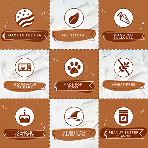 Puppy Cake Dog Birthday Cake Kit- Cake Mix, Icing Mix, Candle and Silicone Pan (Peanut Butter)