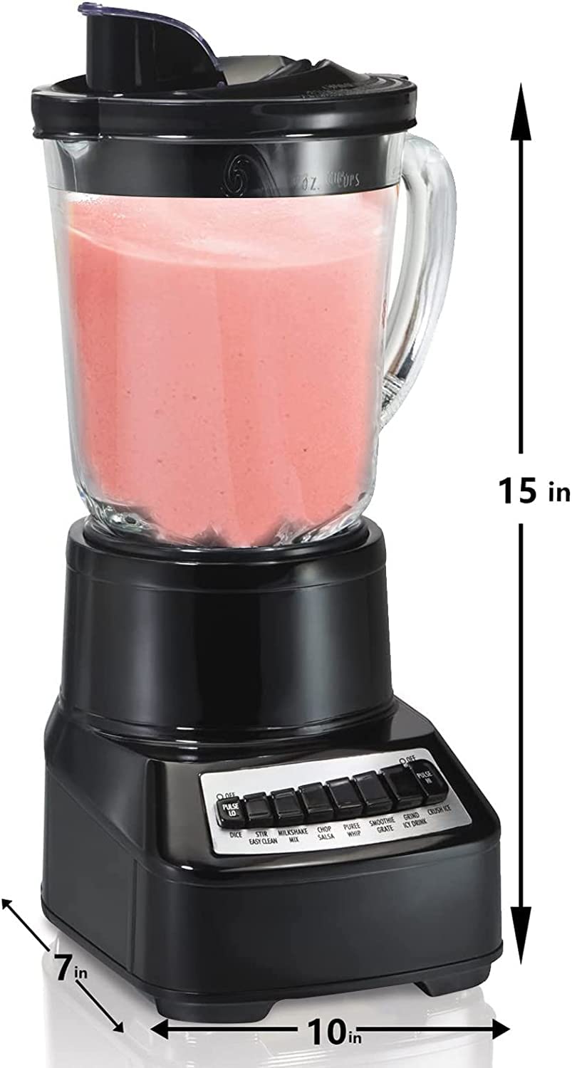 Benchtop Crusher Blender - with 14 functions and 40 oz glass jar for Shakes and Smoothies, Black