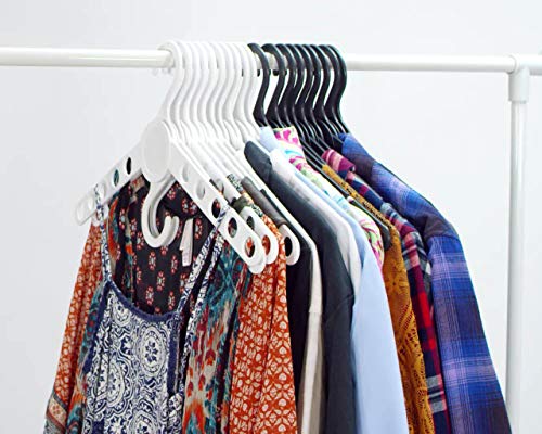 Wing Smart Hanger | Flat Foldable Heavy Duty Plastic Clothes Hanger | Space Saving Organizer for Closet | Dual Hooks Notched Shoulders | Multiple Hanging Items | 5 Pack Made in Korea
