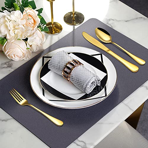Gold Silverware Flatware Set for 8, 40 Piece Stainless Steel Cutlery Set With Titanium Golden Plated, Tableware Kitchen Utensil Include Spoons, Forks, Knives, Mirror Polished, Dishwasher Safe