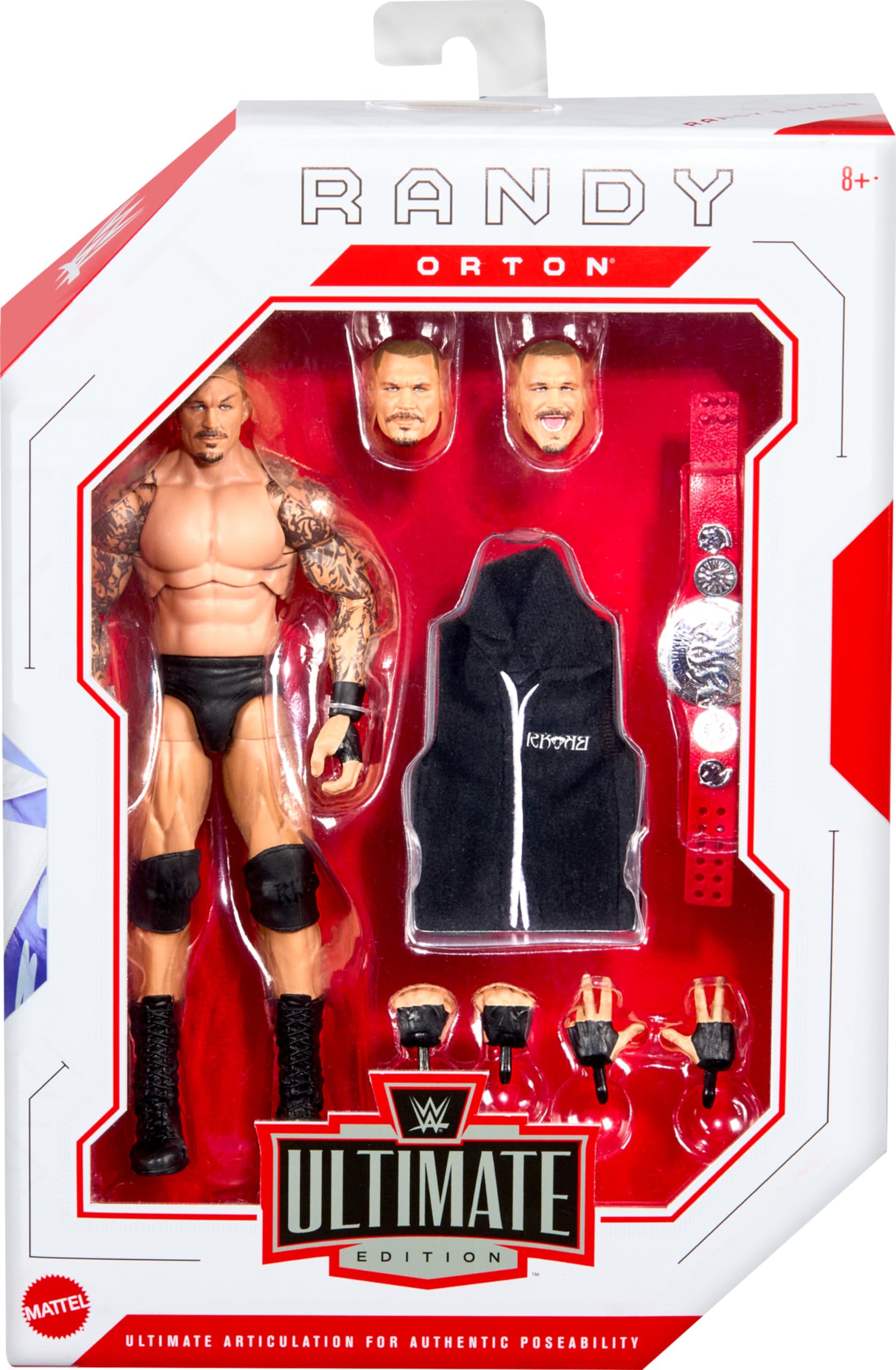 Mattel WWE Ultimate Edition Action Figure & Accessories Set, Randy "Macho Man" Savage 6-inch Collectible with 30 Articulation Points, Swappable Pieces & Entrance Gear
