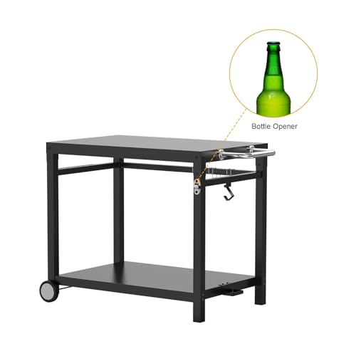 LS'BABQ BBQ Stand Pizza Oven Trolley Commercial Outdoor Movable Dining Cart Table Kitchen Cart Table