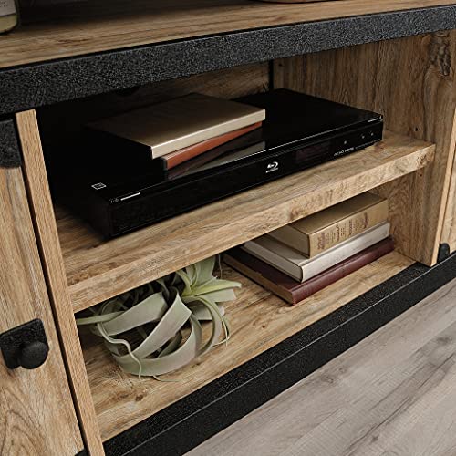 Sauder Steel River TV Stand with Doors, L: 60.24" x W: 19.09" x H: 29.72", Milled Mesquite Finish