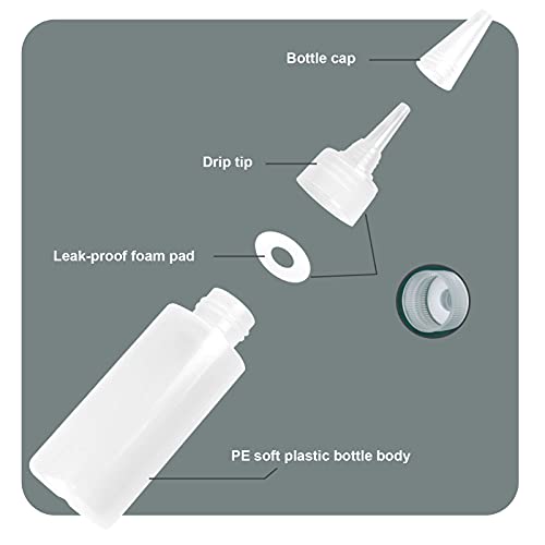 KUFUNG Condiment Squeeze Bottle, BPA Free Sauce Bottle With Wide Mouth & Small Pointed Nozzle for Ketchup, Mustard, Olive Oil, Glue, and More (500 ML, White)
