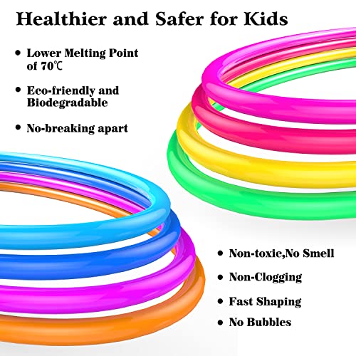 3D Printing Pen PCL Filament Refills 1.75mm, Pack of 20 Colors, Low Melting Temp of 70β, High-Precision Diameter, Non-Toxic Non-Clogging (200 FT)
