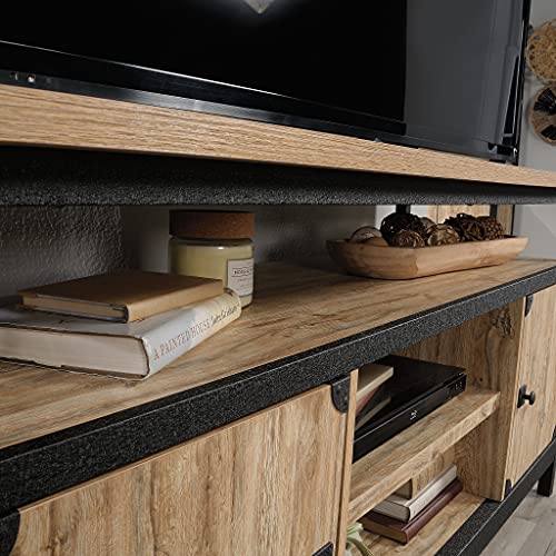 Sauder Steel River TV Stand with Doors, L: 60.24" x W: 19.09" x H: 29.72", Milled Mesquite Finish