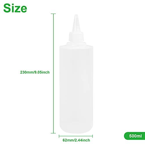 KUFUNG Condiment Squeeze Bottle, BPA Free Sauce Bottle With Wide Mouth & Small Pointed Nozzle for Ketchup, Mustard, Olive Oil, Glue, and More (500 ML, White)