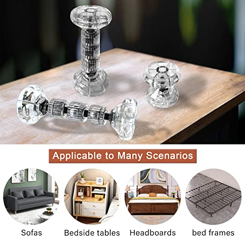 Neatbuddy Headboard Stoppers for Wall, 2023 Newest Transparent Bed Stoppers, Adjustable Threaded Bed Frame Anti-Shake Tool for Bed, 2PCS Headboard Stabilizer, 2.16"-4.92"