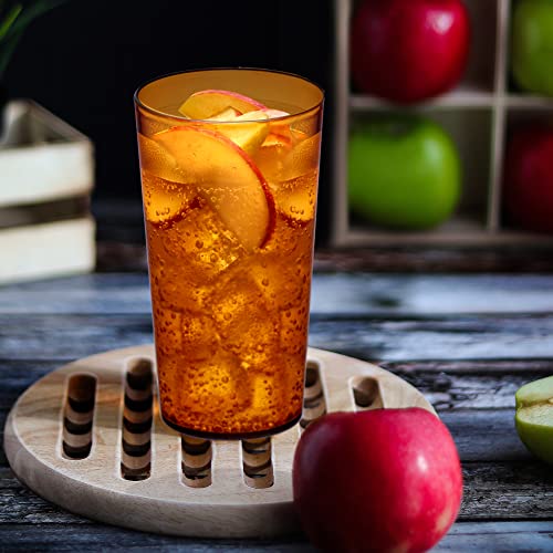Amazing Abby - Cafely - 16-Ounce Plastic Tumblers (Set of 8), Plastic Drinking Glasses, Restaurant-Style Tumblers, Commercial-Grade Cups, Stackable, BPA-Free, Shatter-Proof, Dishwasher-Safe, Amber