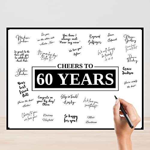 12x16 Black 60th Birthday Decorations for Men or Women, Signing Board Guest Book, Funny 60th Birthday Gifts, Sign in Poster for Sixtieth Birthday, Anniversary, Retirement Decor (12x16 Unframed)