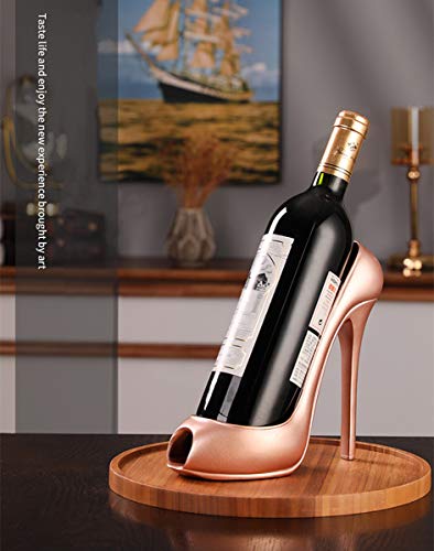 Fantes High Heel Wine Holder Bottle Rack Counter Top Storage Stand for Wedding Party Home Decor (Rose Gold High Heel)