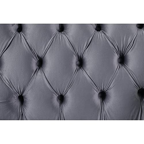 Morden Fort Chesterfield Sofa Grey Velvet, 76" W Tufted Upholstery Sofas, Classic Couches for Living Room Furniture Sets