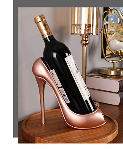 Fantes High Heel Wine Holder Bottle Rack Counter Top Storage Stand for Wedding Party Home Decor (Rose Gold High Heel)