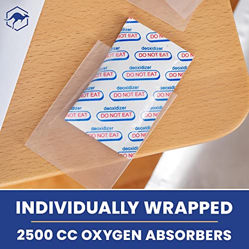 15x Silver 5 Gallon Wallaby Mylar Bag - (5 Mil) + 60 Mylar Bag Bundle - 1 Gallon Stand-Up Zipper Pouches - (7.5 Mil-10ββx14ββ), Oxygen Absorbers, Labels - Resealable Zipper, Heat Seal, FDA Grade