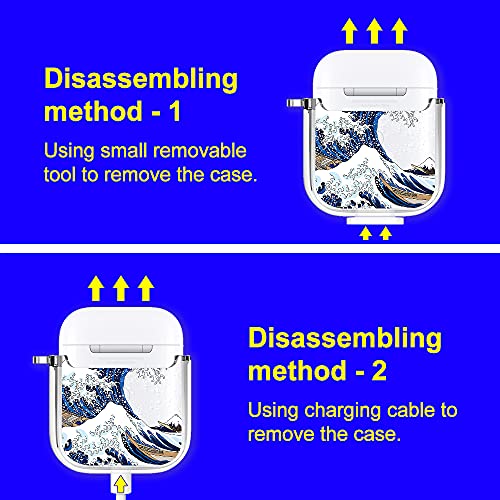 MOSNOVO AirPods Case, Apple AirPods 1 &2 Case, Cool Tokyo Wave Clear Case Design with Luxe Metal Ring Shockproof Protective Cover Case for AirPods