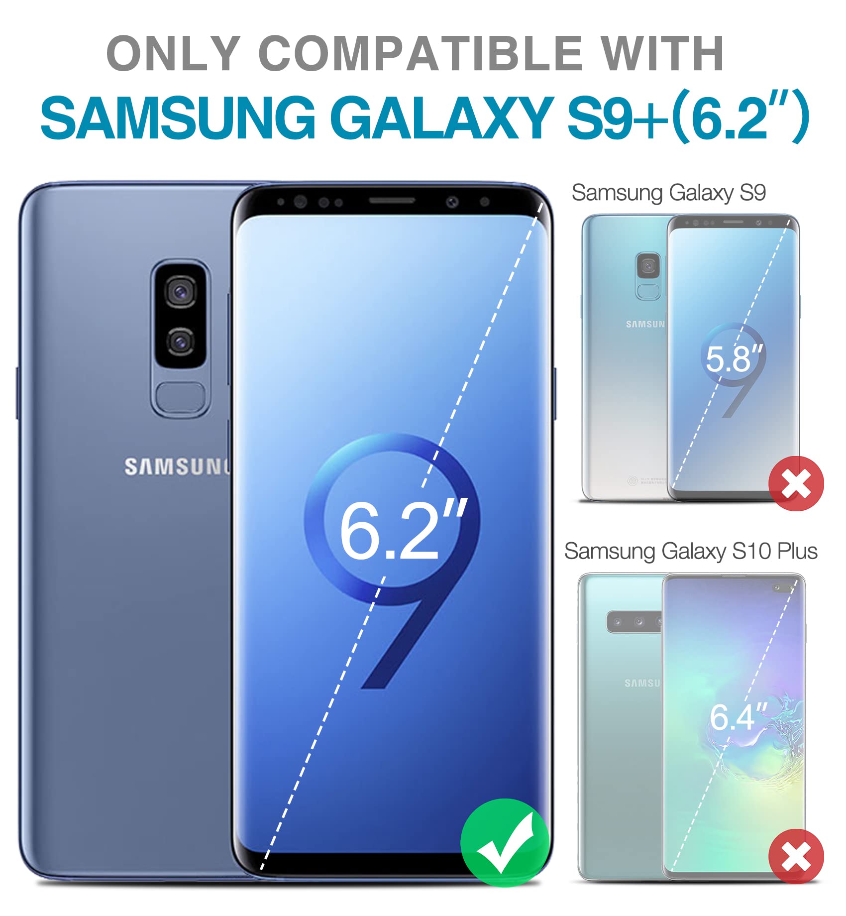 SURITCH for Samsung Galaxy S9 Plus Marble Case, [Built-in Screen Protector] Full-Body Protection Shockproof Rugged Bumper Protective Cover for Galaxy S9 Plus 6.2 Inch (Lavender)