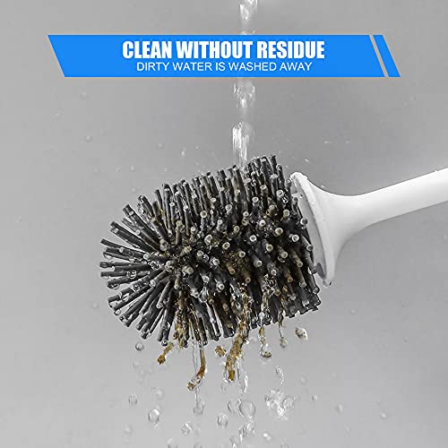 VMVN Toilet Bowl Brush and Holder,Compact Toilet Cleaner Brush Set for Bathroom Deep Cleaning,Silicone Bristles Toilet Scrubber,Floor Standing