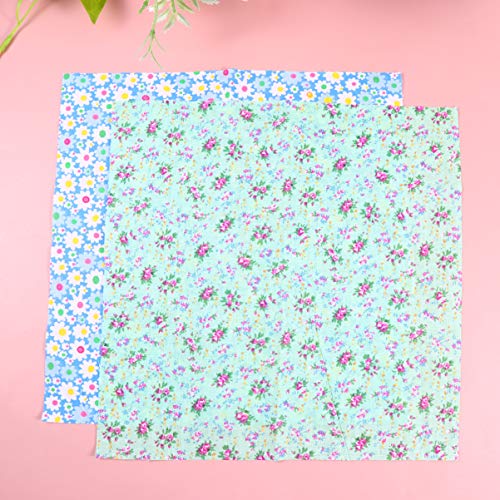EXCEART 9pcs Cotton Fabric Quilting Patchwork Fabric Square Sewing Craft Fabric Printed Fabric Bundle with Scissors for Sewing Quilting Handmade DIY Crafts (Mixed Color 25x25cm)