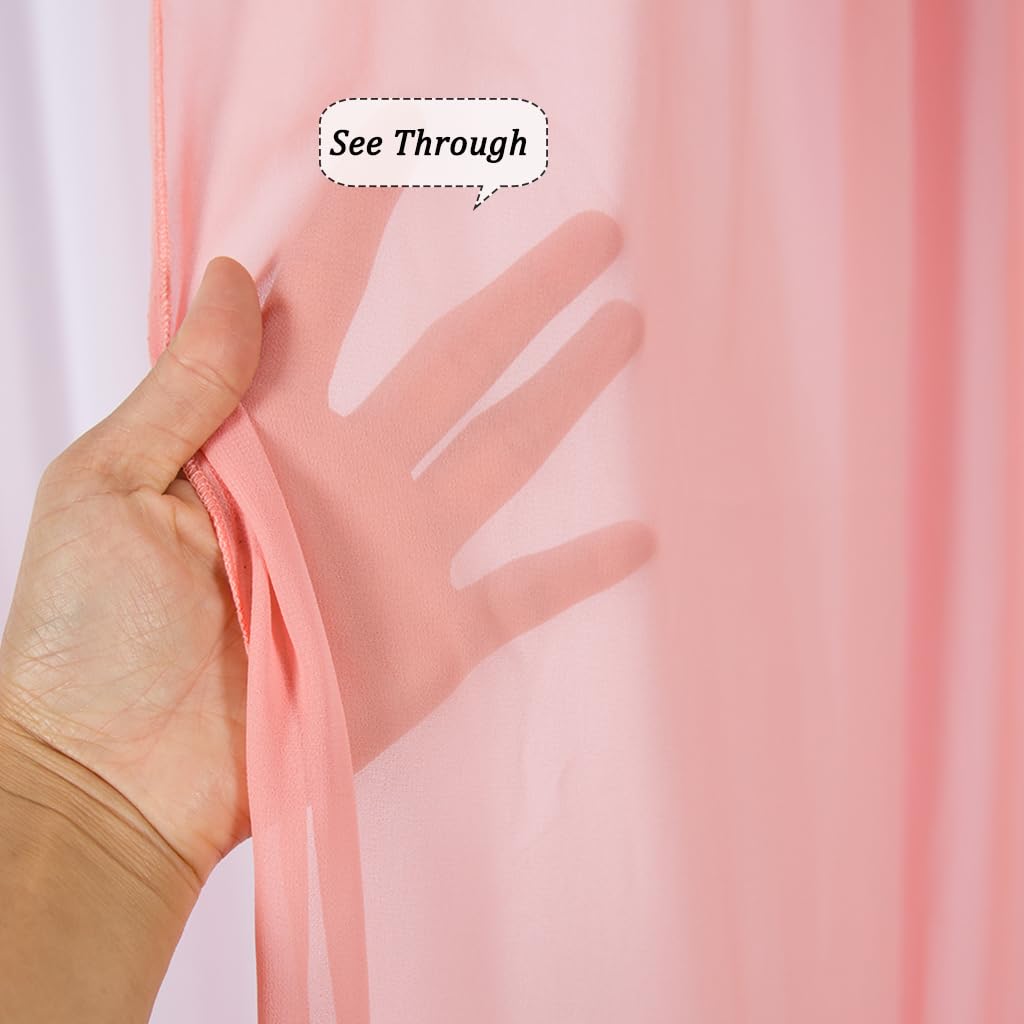 Pink Chiffon Wedding Party Stage Drapes - 10ft Long, 2 Panels, Rod Pockets