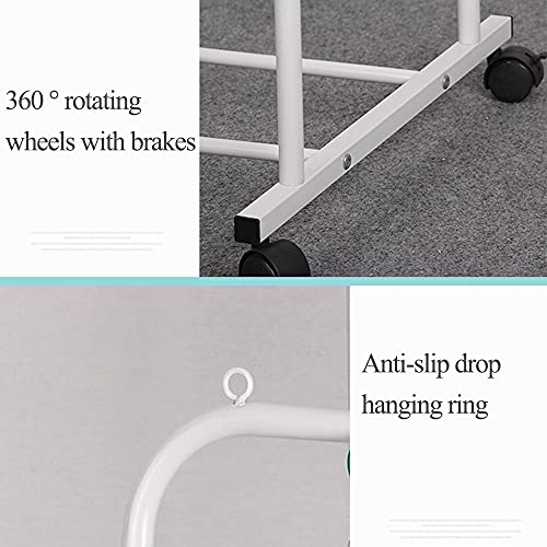 MOAMUN Clothes Rack on Wheels Heavy Duty Rolling Garment Rack, Clothing Organizer Multifunctional Bedroom Clothing Rack(White)