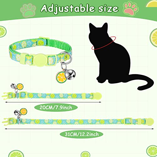 12 Pieces Breakaway Cats Collar with Bell and Summer Fruit Patterns Pendants, Safety Adjustable Collar Set for Pets Decoration (Small)