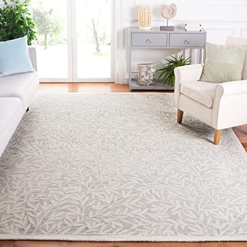 SAFAVIEH Jardin Collection Area Rug - 8' x 10', Light Grey & Ivory, Handmade Wool, Ideal for High Traffic Areas in Living Room, Bedroom (JAR753G)