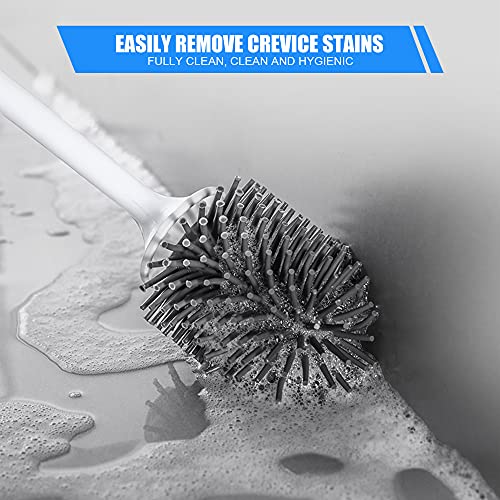 VMVN Toilet Bowl Brush and Holder,Compact Toilet Cleaner Brush Set for Bathroom Deep Cleaning,Silicone Bristles Toilet Scrubber,Floor Standing