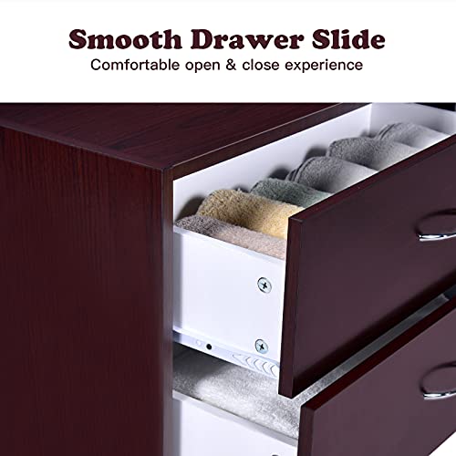 Giantex 2-Drawer Dresser Retro Stackable Storage Cabinet with Handles, Smooth Slide Rail, Storage Closet Cube for Home&Office Use, Multifunctional Nightstand Sofa Beside Table Drawer Chest (2, Brown)
