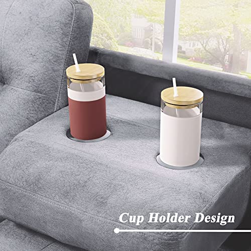 Living Room Furniture, Reversible Sectional Sofa with Storage Ottoman,L-Shape Couch with Two Cup Holders for Large Space Dorm Apartment,Gray