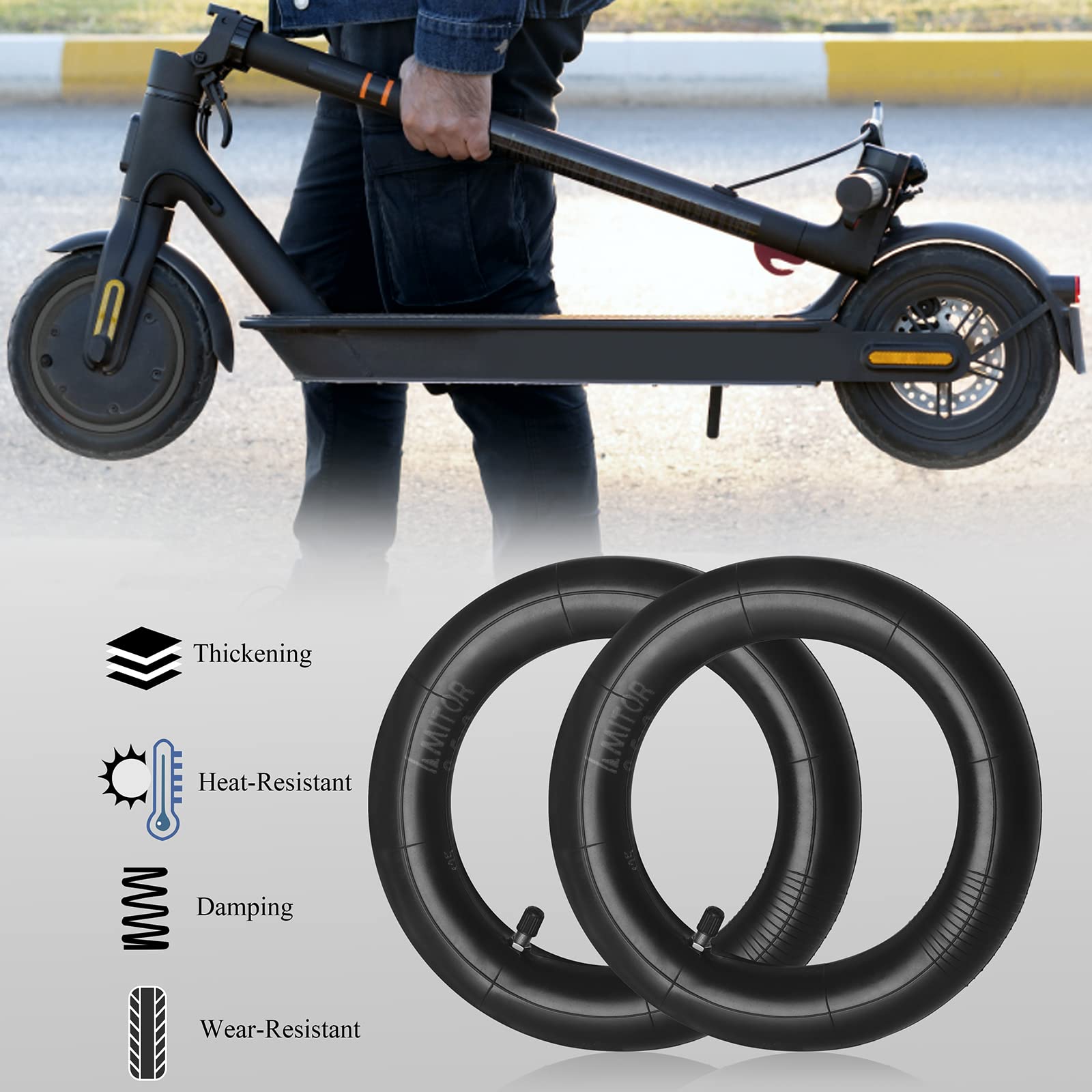 Amitor (2-Pack) 8.5 Inches Scooter Inner Tube,8 1/2 x 2 Inflated Inner Tubes Pressure-Resistant for Gotrax GXL V2 Hiboy S2 Pro Xiaomi M365 Pro
