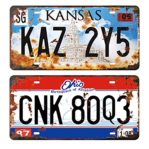 Panguru 2 Pieces Prop License Plates from Supernatural, Metal Stamped Number Tags, Movie Prop Vanity Plate, 12x6 inches