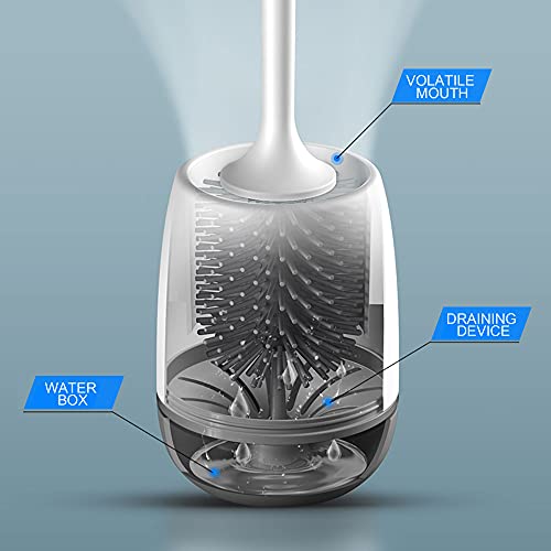 VMVN Toilet Bowl Brush and Holder,Compact Toilet Cleaner Brush Set for Bathroom Deep Cleaning,Silicone Bristles Toilet Scrubber,Floor Standing
