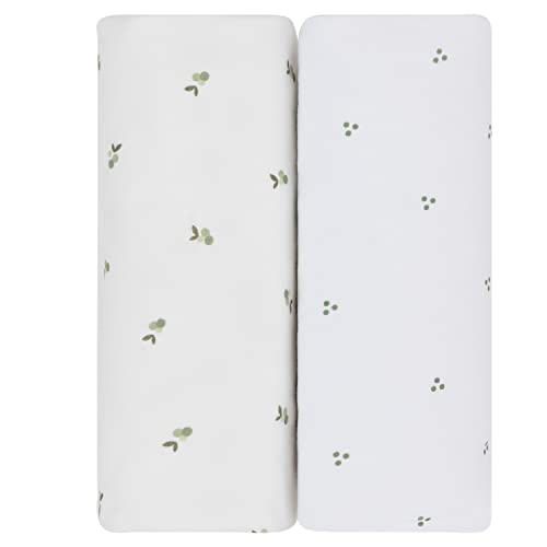 Ely's & Co. Patent Pending Waterproof Pack N Play | Mini Portable Crib Sheet Set - 2 Pack Berry and Cluster Dot (Sage)