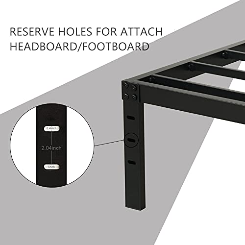 Wulanos Queen Size Bed Frame, 3500lbs Heavy Duty Metal Platform with Steel Slats Support, Sturdy and Durable Noise-Free, 14 Inches High Bedframes with Ample Storage, No Box Spring Needed, Black