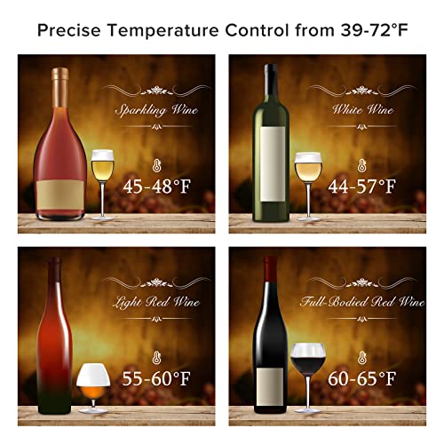 24 Bottle Wine Cooler Cabinet Beverage Fridge Small Wine Cellar Soda Beer Counter Top Bar Fast Cooling Low Noise Frost Free Wine Fridge with Professional Compressor for Small Kitchen, Apartment, RV