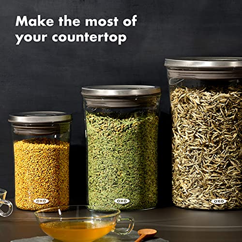 OXO 3 Piece Food Storage POP Glass Container Set - 0.6, 1.5, and 3.3 Quart