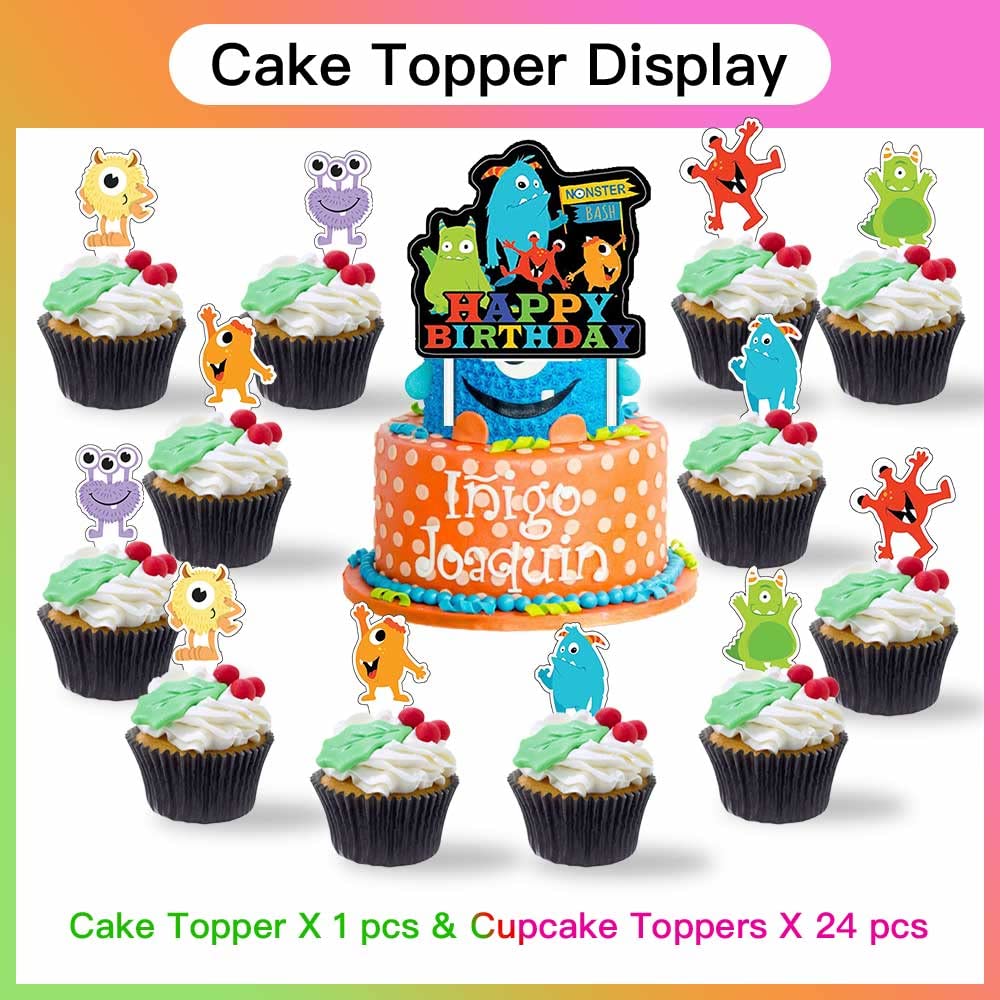 N05280-DXQ-MonsterBash Monster Bash Birthday Party Supplies Decorations Cake Topper Balloons Favors Backdrop Banner Decor